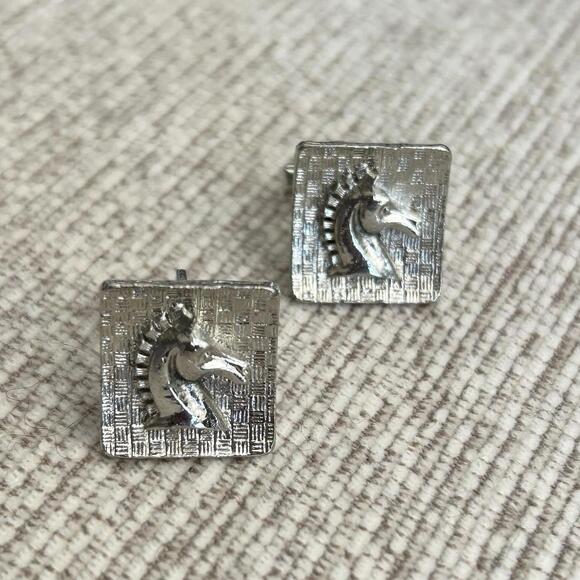 Accessories | Vintage Silver Chess Knight Horse Cufflinks For Men Set ...